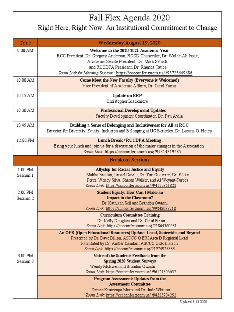Fall FLEX 2020 Agenda-1 | PDF | Pedagogy | Learning