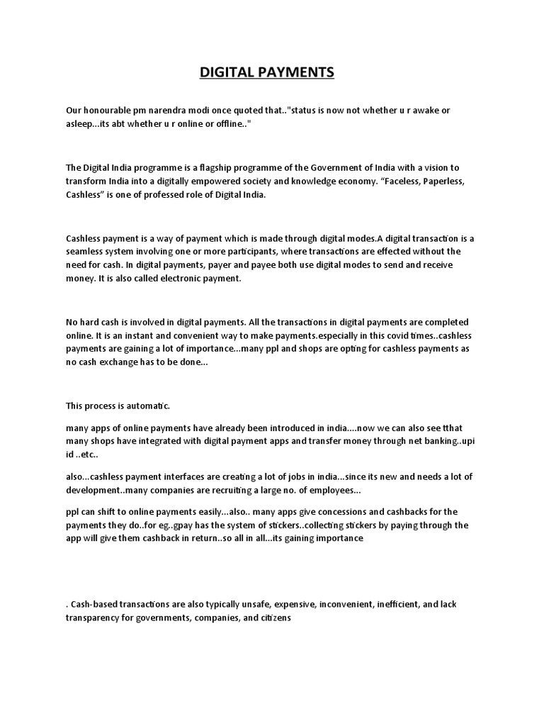 Digital Payments-The Complete Analysis | PDF | Payments | Financial ...