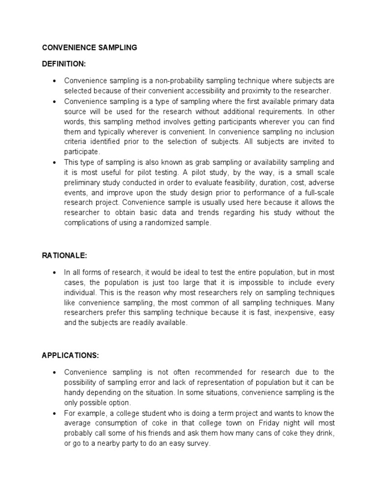 Convenience Sampling | PDF | Sampling (Statistics) | Research Methods