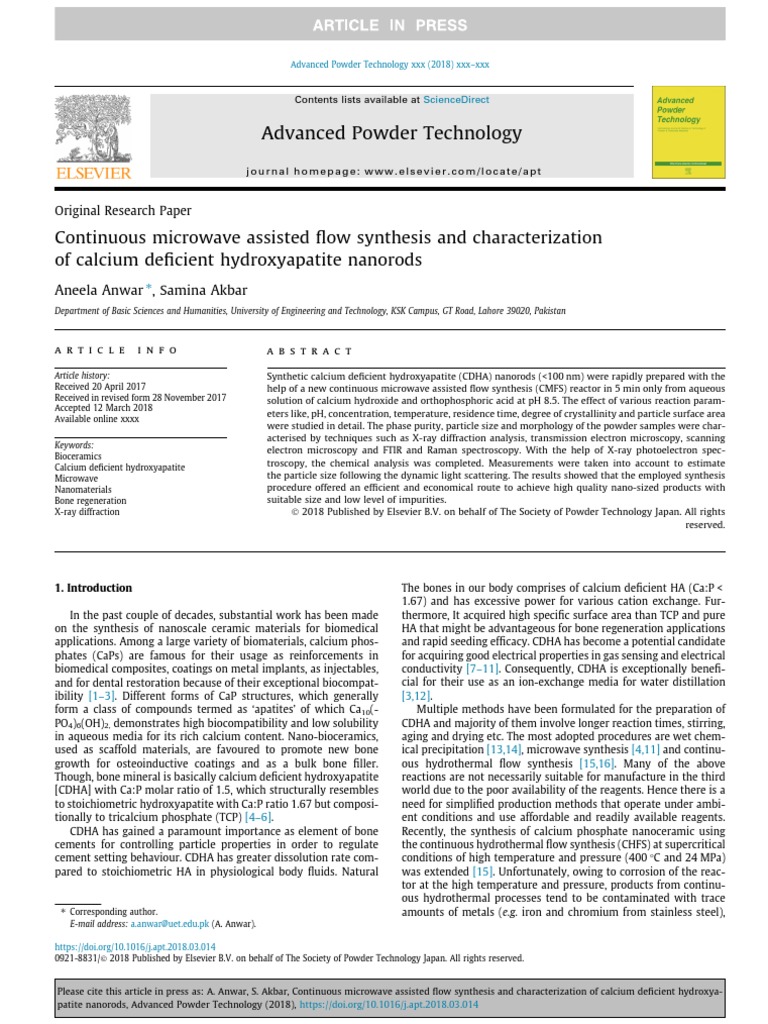 Advanced Powder Technology: Aneela Anwar, Samina Akbar | PDF | X Ray ...