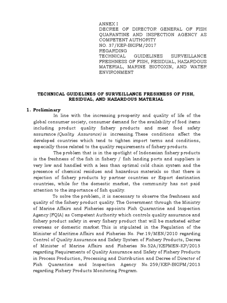 Louvar Fish Quality Assurance Guidelines | PDF | Aquatic Ecosystem | Water