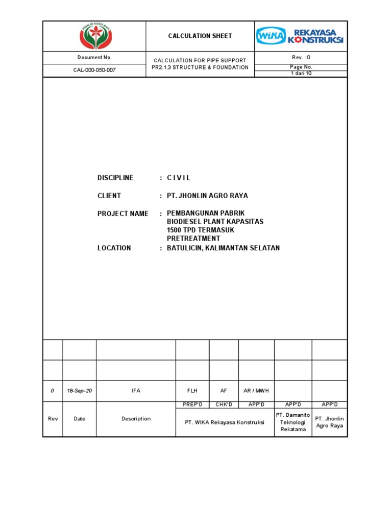 Calculation Sheet Pipe Support | PDF | Strength Of Materials | Building ...