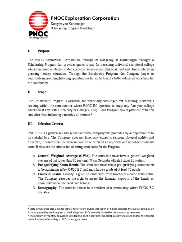 Scholarship Program Guidelines PDF | PDF | College | Test (Assessment)
