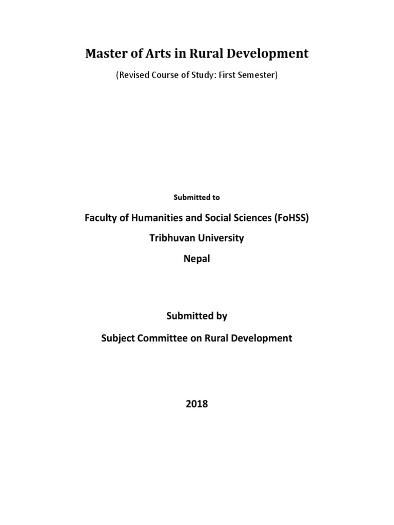MA in Rural Development Syllabus | PDF | Thesis | Governance