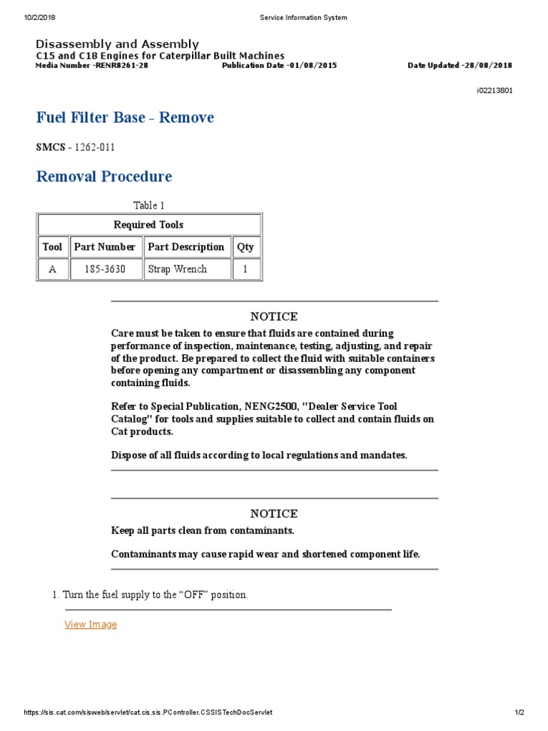 Fuel Filter Base - Remove | PDF | Technology & Engineering