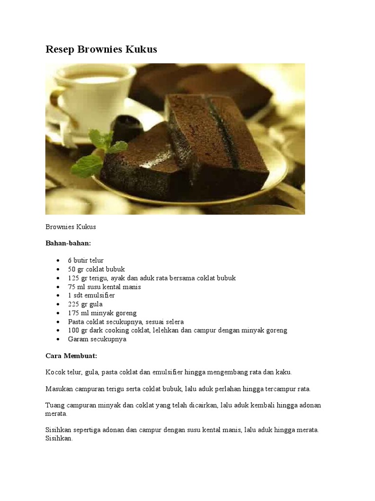 Resep Brownies Kukus | PDF