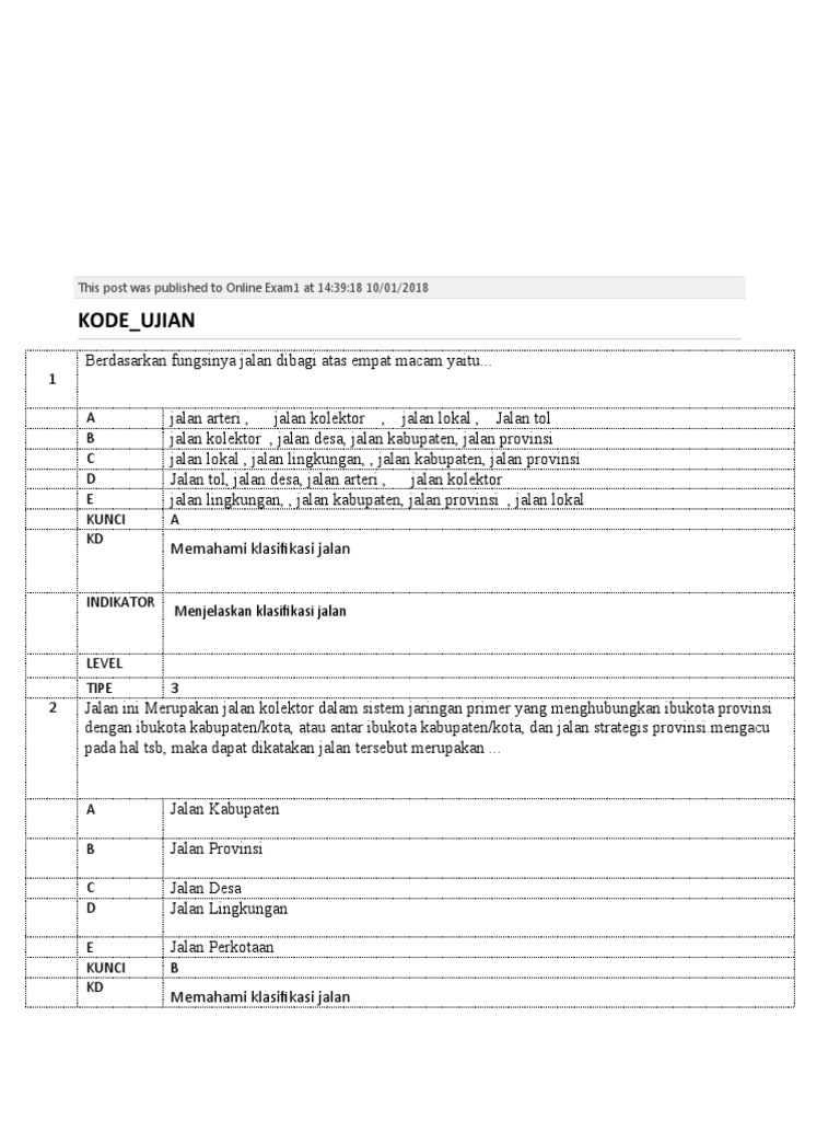 Soal KJJ Format | PDF