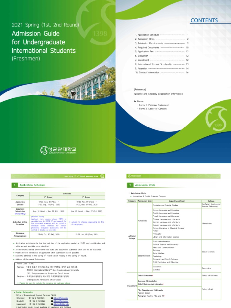 (EN) Undergraduate Admission Guide - 2021 Spring | PDF | General ...