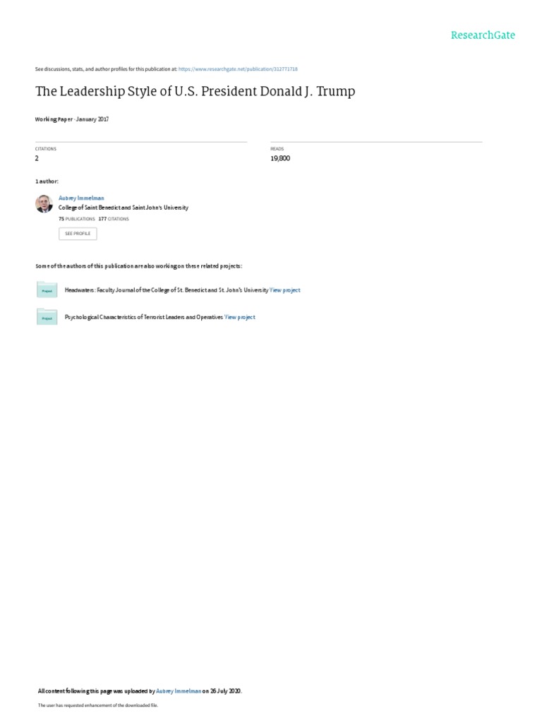 Trump's Leadership Style Analysis | PDF | Diagnostic And Statistical ...