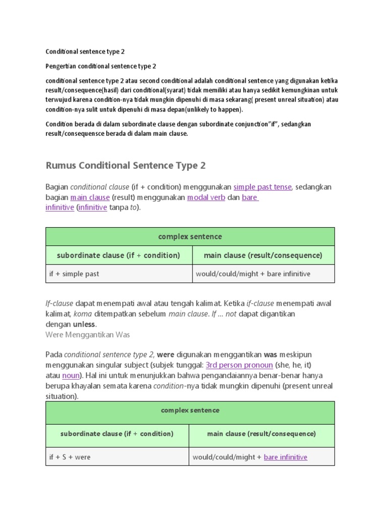 Conditional Sentence Type 2 | PDF