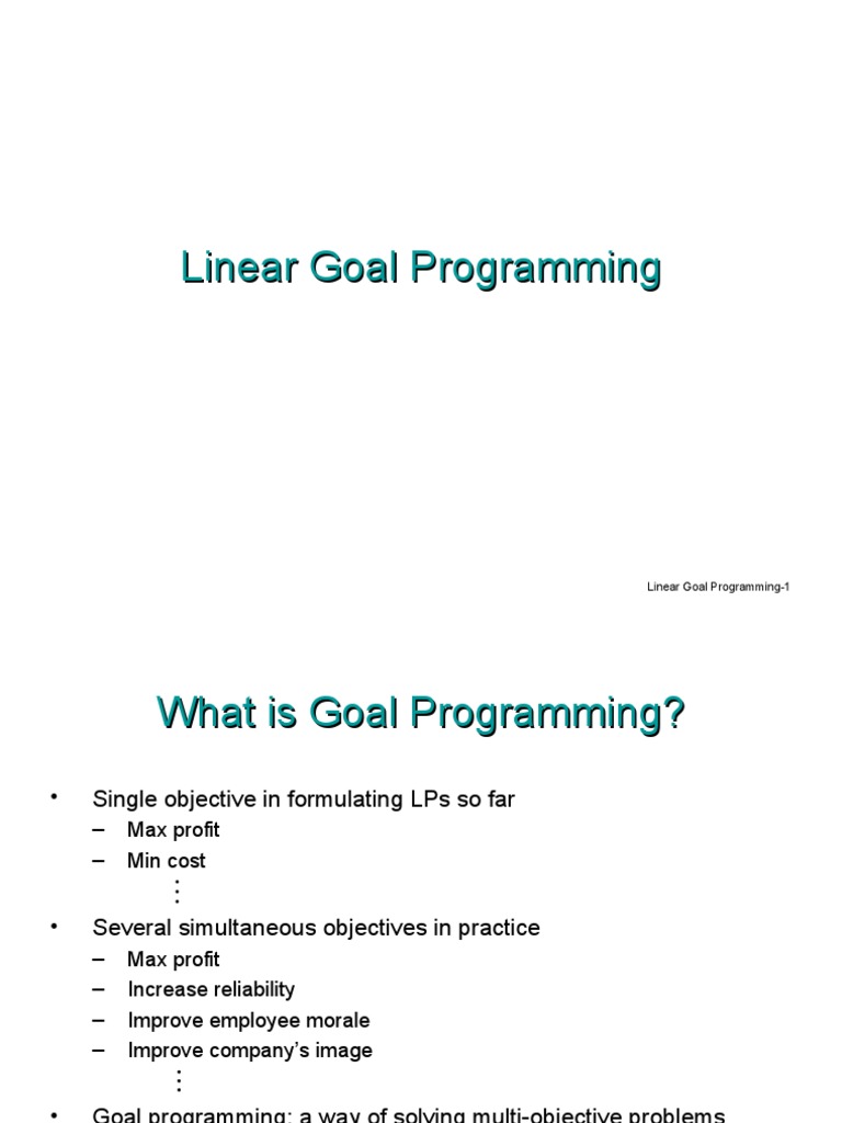 Linear Goal Programming | PDF | Goal | Applied Mathematics