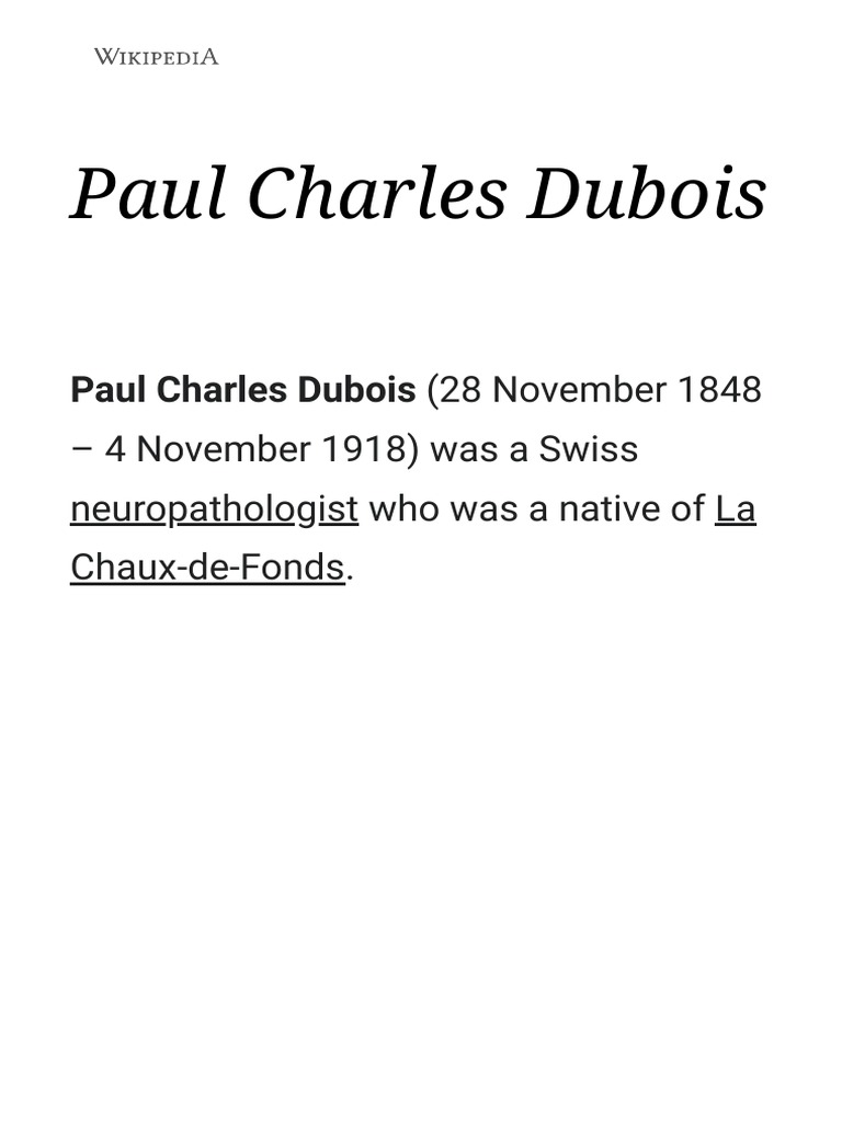 Paul Charles Dubois - Wikipedia | PDF | Social Constructionism ...