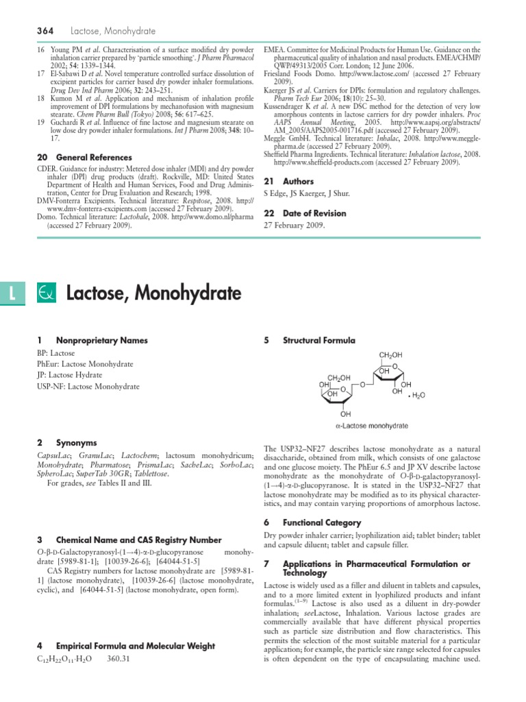 Lactose Monohidrat (p.464-369) 393-398 | PDF | Tablet (Pharmacy ...