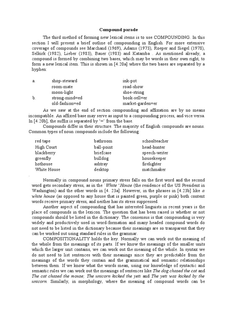 Compound | Download Free PDF | Morphology (Linguistics) | Noun