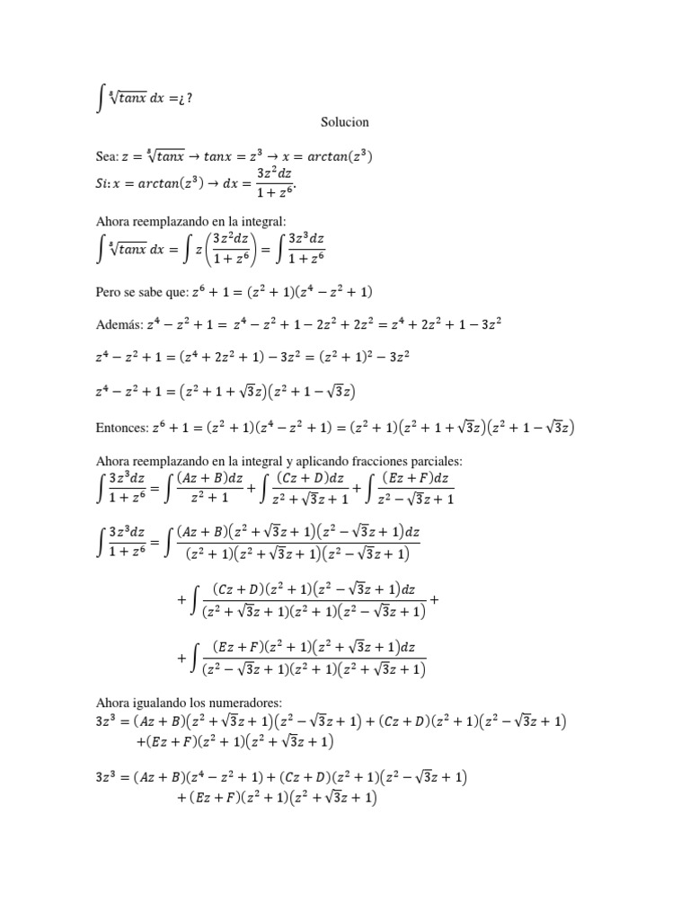 Integral de La Raiz Cubica de La Tangente de X | PDF | Análisis ...
