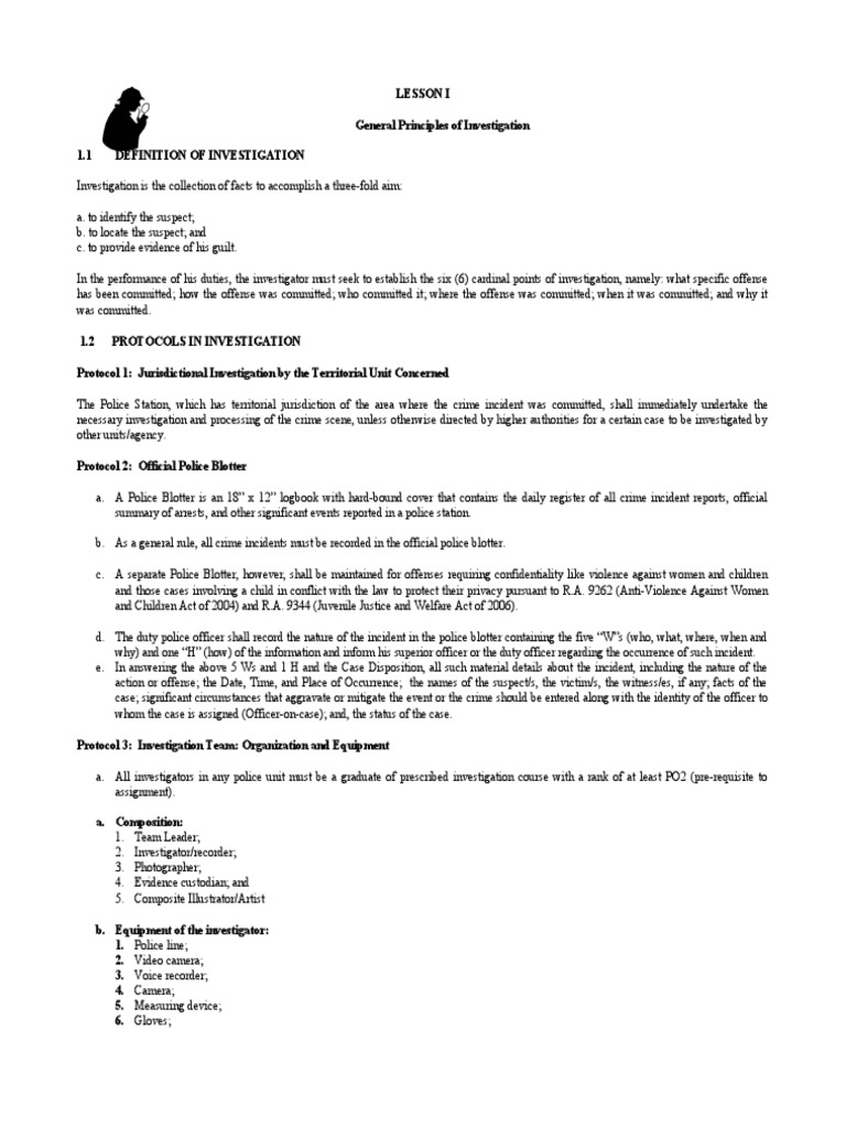 LESSON I Special Crime Investigation | Download Free PDF | Police ...