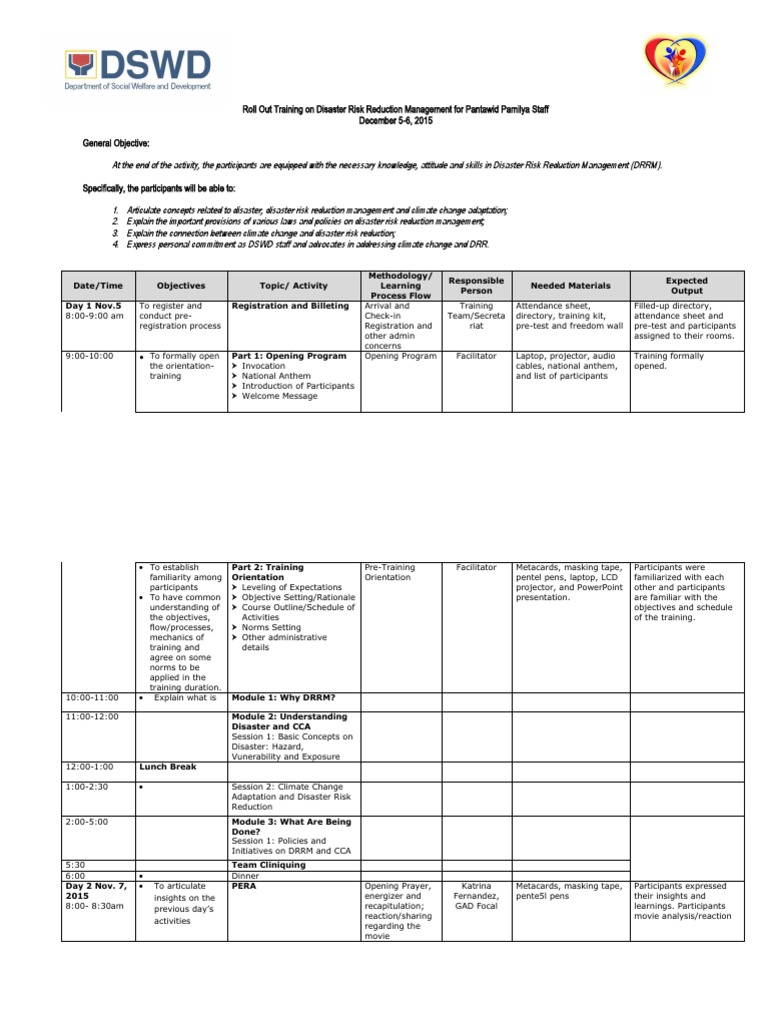 DRRM Training Syllabus | PDF | Disaster Risk Reduction | Policy