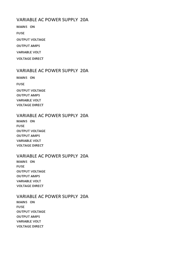 Variable Ac Power Supply | PDF
