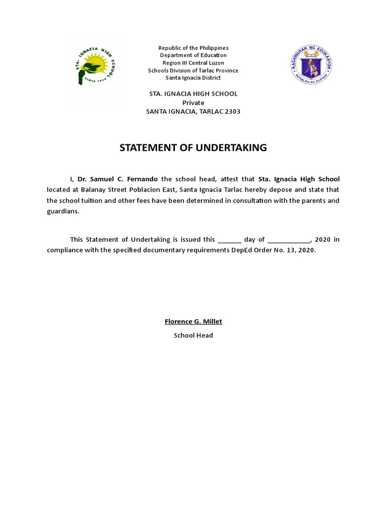 Sta. Ignacia HS Tuition Statement | PDF