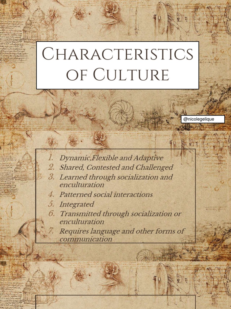 Characteristics of Culture: @nicolegelique | PDF | Socialization ...