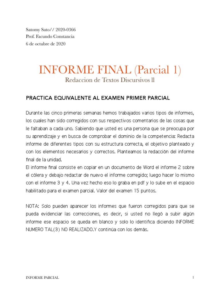 Informe Final Parcial 1 Redaccion PDFF | PDF | República Dominicana ...