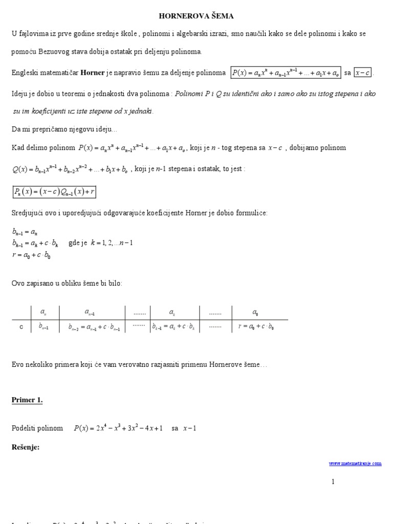 Hornerova Sema | PDF