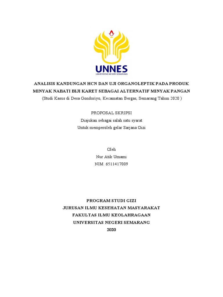 Nur Atik Umami - 6511417009 - R6A Gizi - Seminar Proposal | PDF