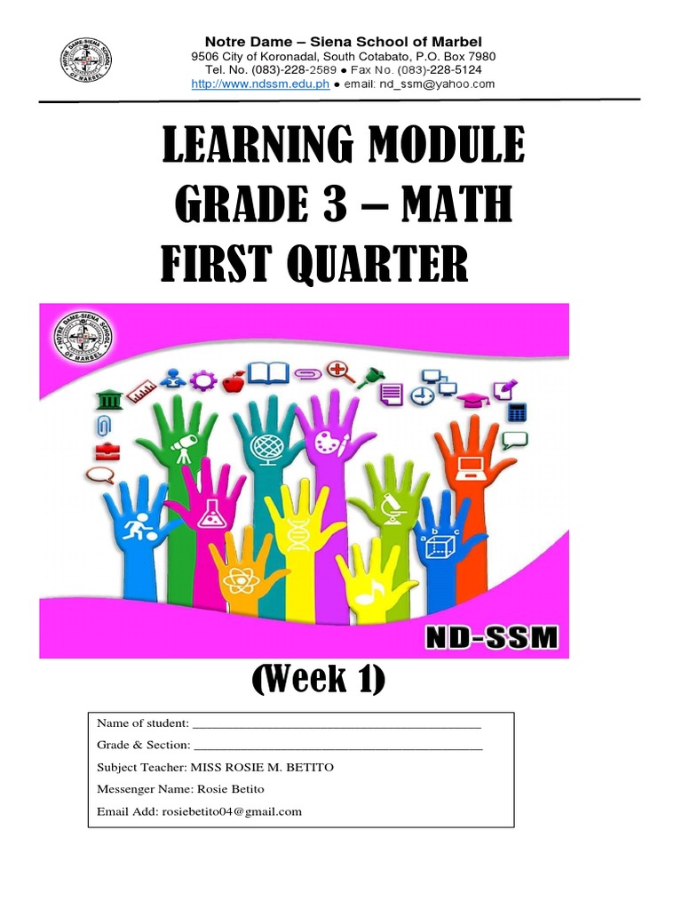 Learning Module Grade 3 - Math First Quarter: (Week 1) | PDF ...
