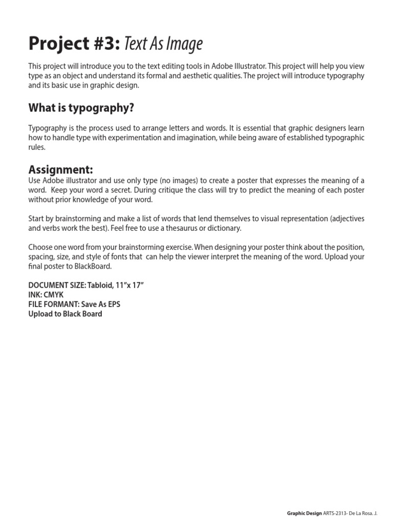 2313 Graphic Design TAMUK FALL 2020 Project#3 Text As Image | PDF