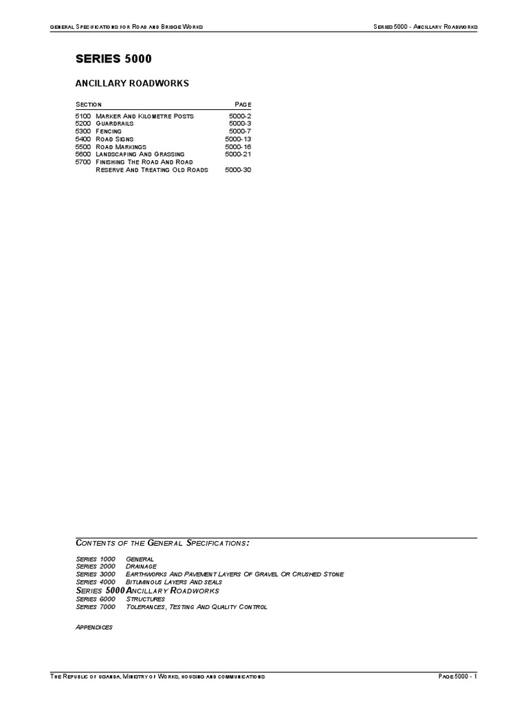 Series 5000 Ancillary Roadworks | PDF | Road | Engineering Tolerance