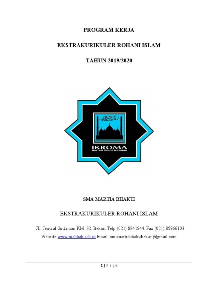 PROKER ROHIS Tahun 2019-2020 | PDF | Karier & Perkembangan | Ilmu Sosial