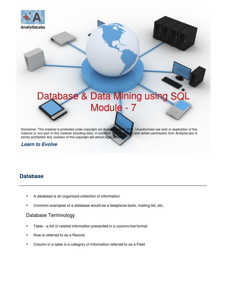 ALBS - SAS Module 7 | PDF | Database Index | Table (Database)