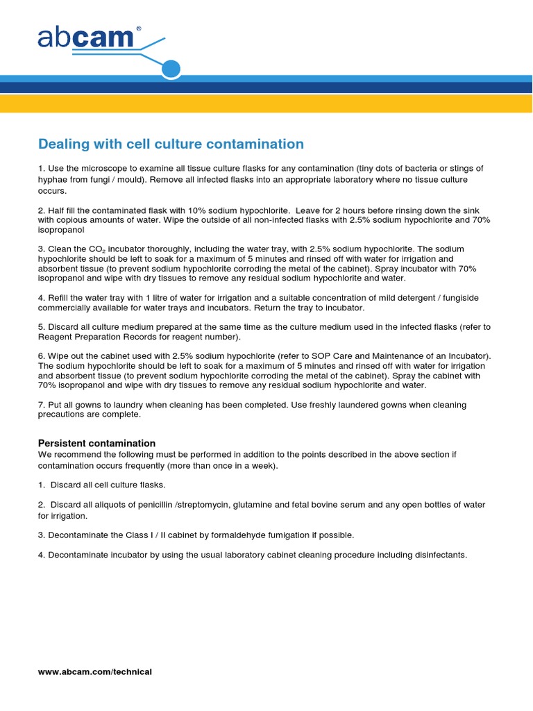 Cell Culture Contamination PDF | PDF