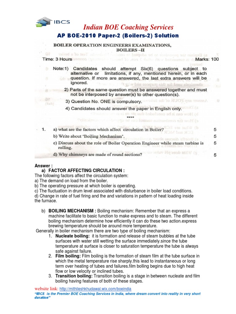 AP BOE-2010 Paper-2 Solution PDF | PDF | Ph | Boiler