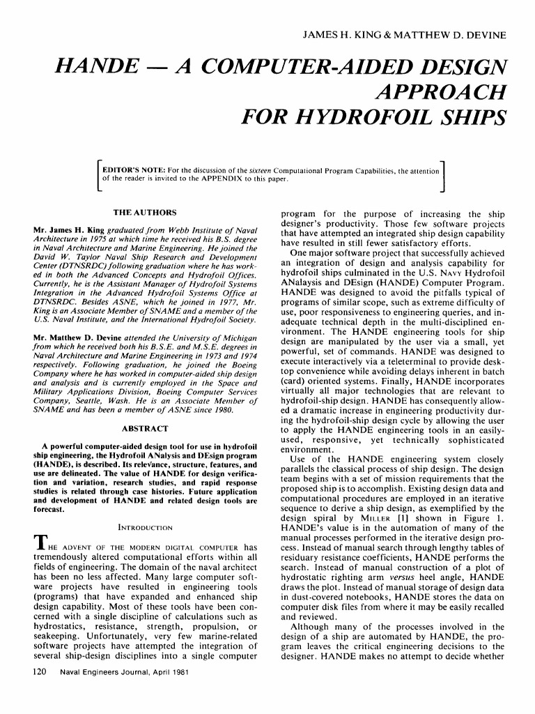 Hande - A Computer-Aided Design Approach For Hydrofoil Ships | PDF ...