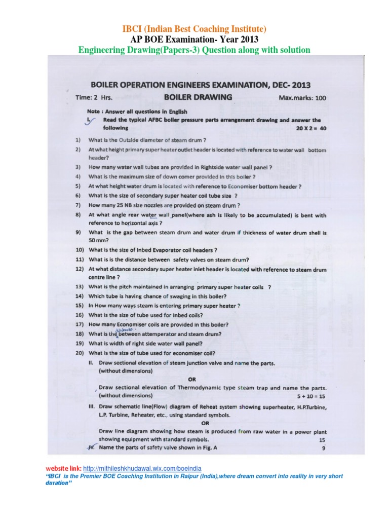 BOE 2013 Engineering Drawing Solutions | PDF | Valve | Chemical Engineering