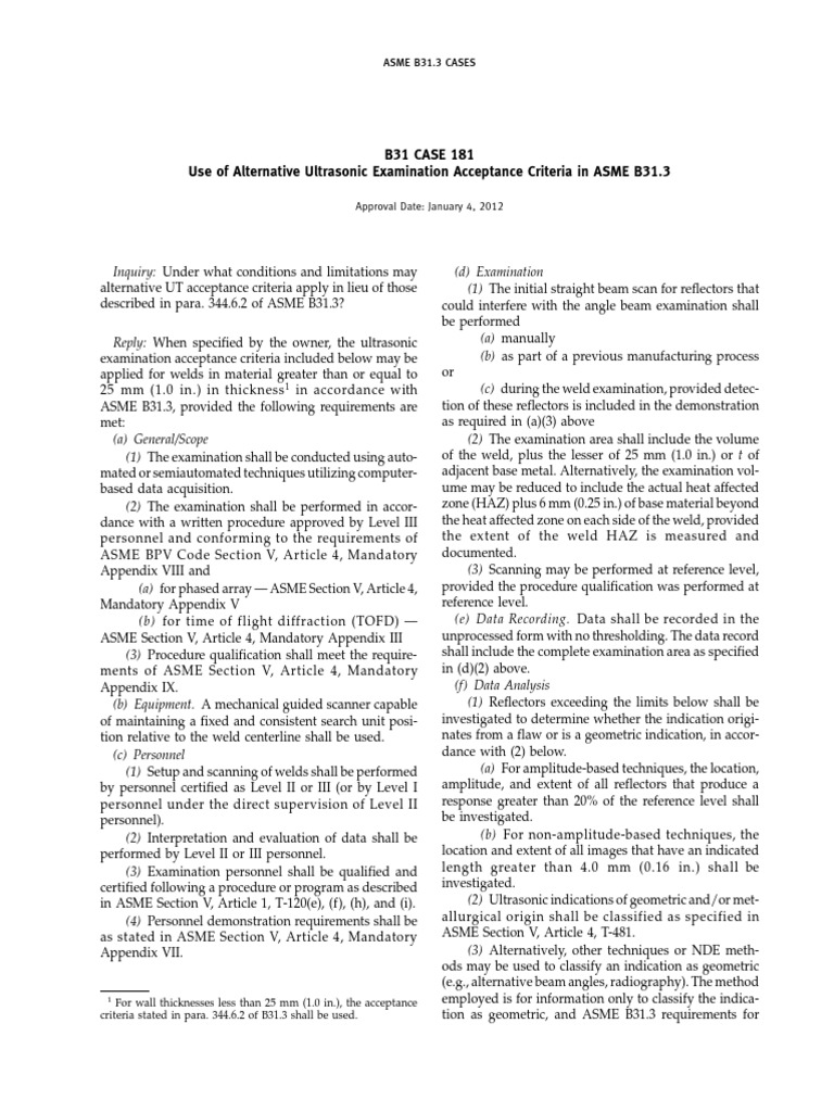 Asme B31.3-2016 CC 181 | PDF | Welding | Construction