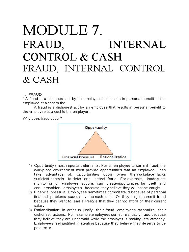 Fraud, Internal Control & Cash | PDF | Internal Control | Policy