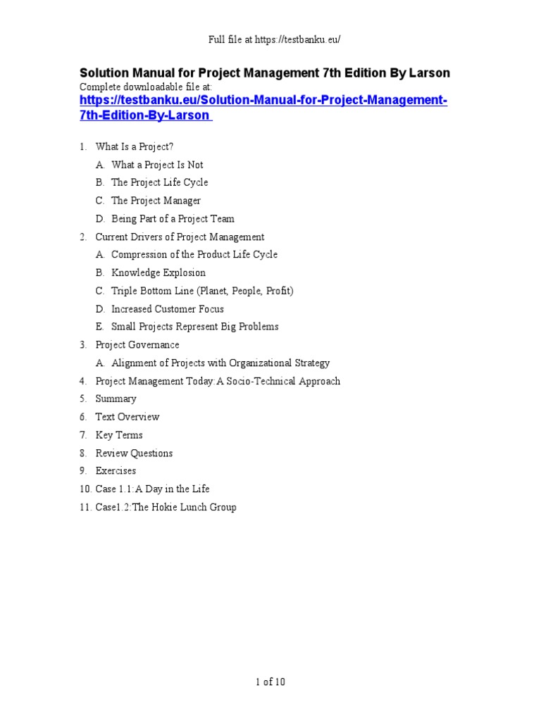 Solution Manual For Project Management 7th Edition by Larson | Download ...