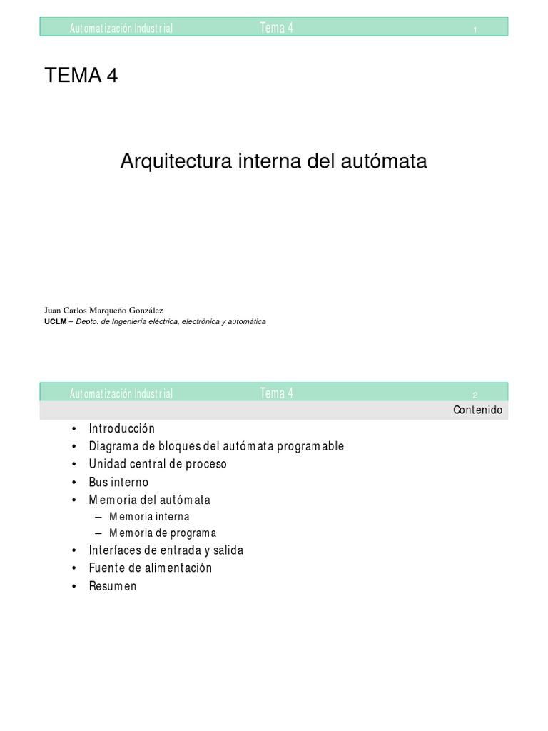Arquitectura Interna Del Autómata | PDF | Almacenamiento de datos de la computadora | Unidad ...