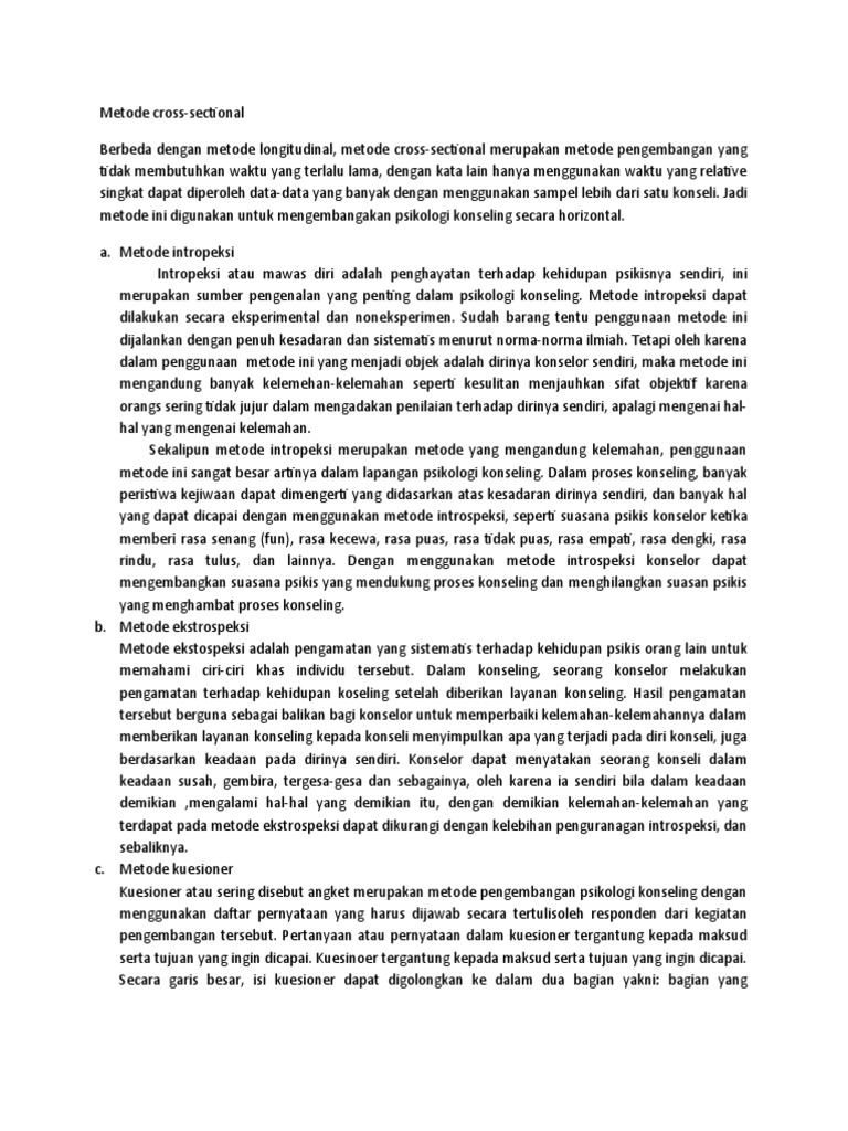 Metode Cross-Sectional A-E | PDF