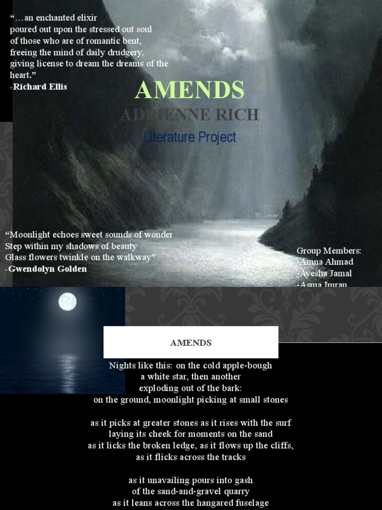Amends: Adrienne Rich | PDF | Poetry