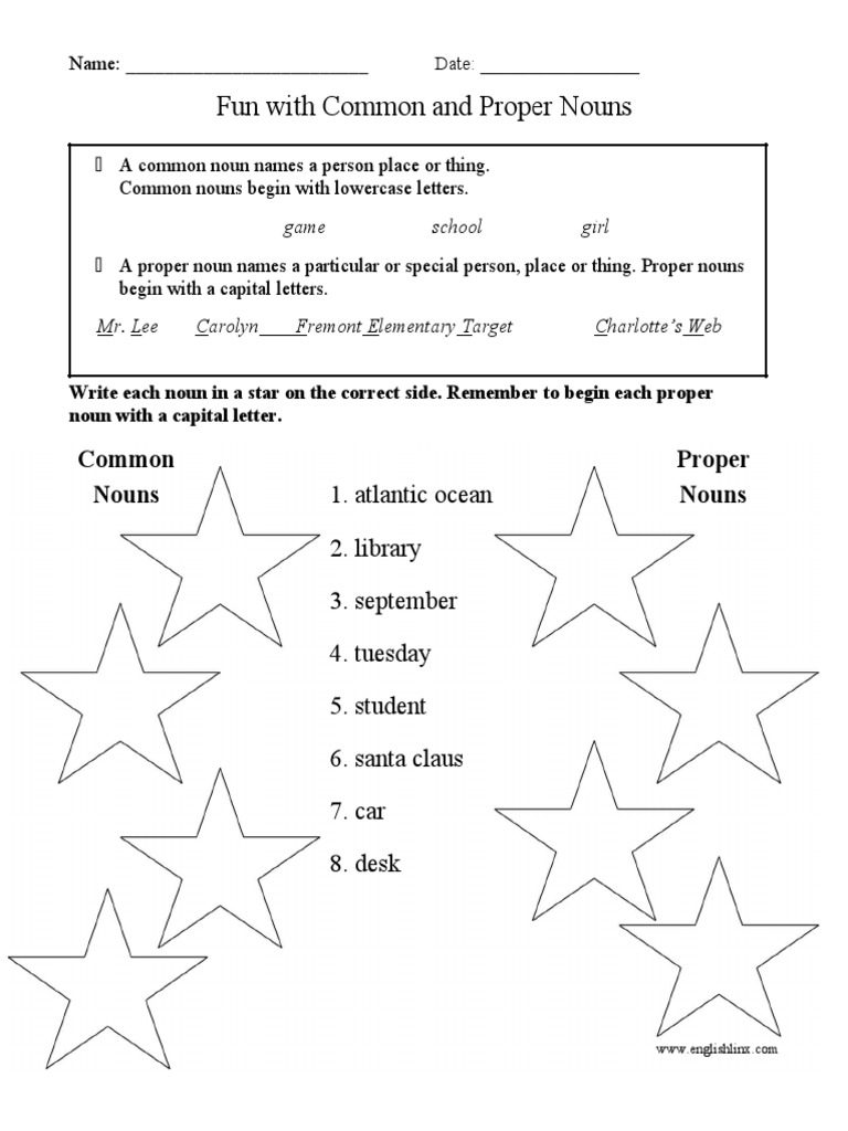 Fun With Common and Proper Nouns Worksheet | PDF | Letter Case ...