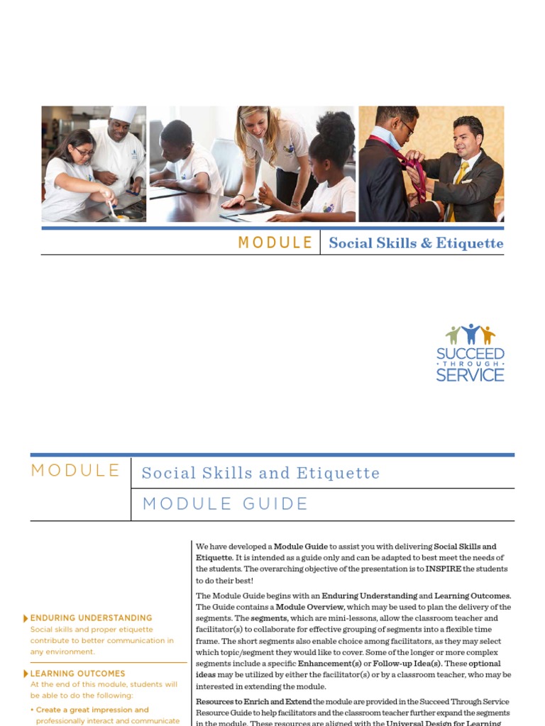 Social Skills & Etiquette | PDF | Etiquette | Facilitator