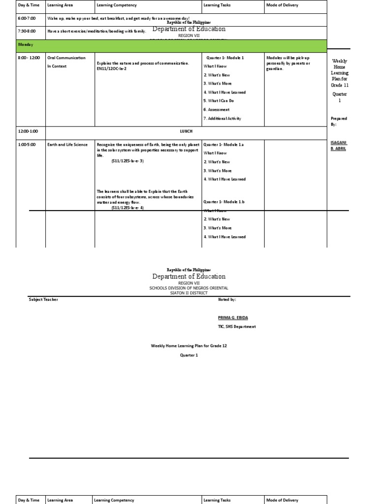 Grade-11-Weekly Home Learning Plan | PDF | Learning | Epistemology
