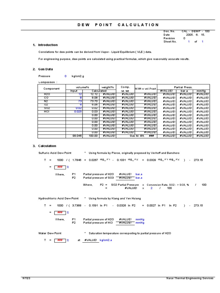 Dew Point Calculation | PDF | Applied And Interdisciplinary Physics ...