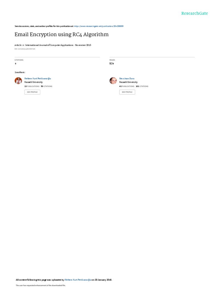 Email Encryption Using RC4 Algorithm | PDF | Cryptography | Public Key ... Email Encryption Using RC4 Algorithm | PDF | Cryptography | Public Key ...