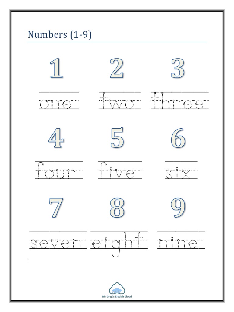 One Two Three Four Five Six Seven Eight Nine: Numbers (1-9) | PDF ...