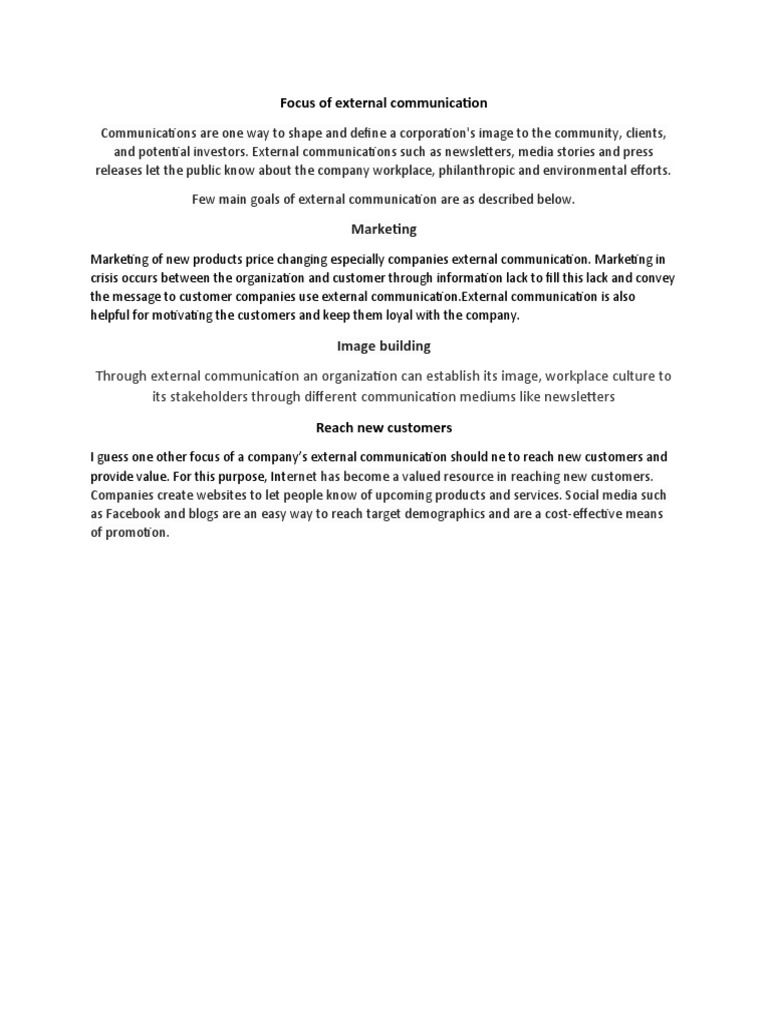 External Communications Goals | PDF