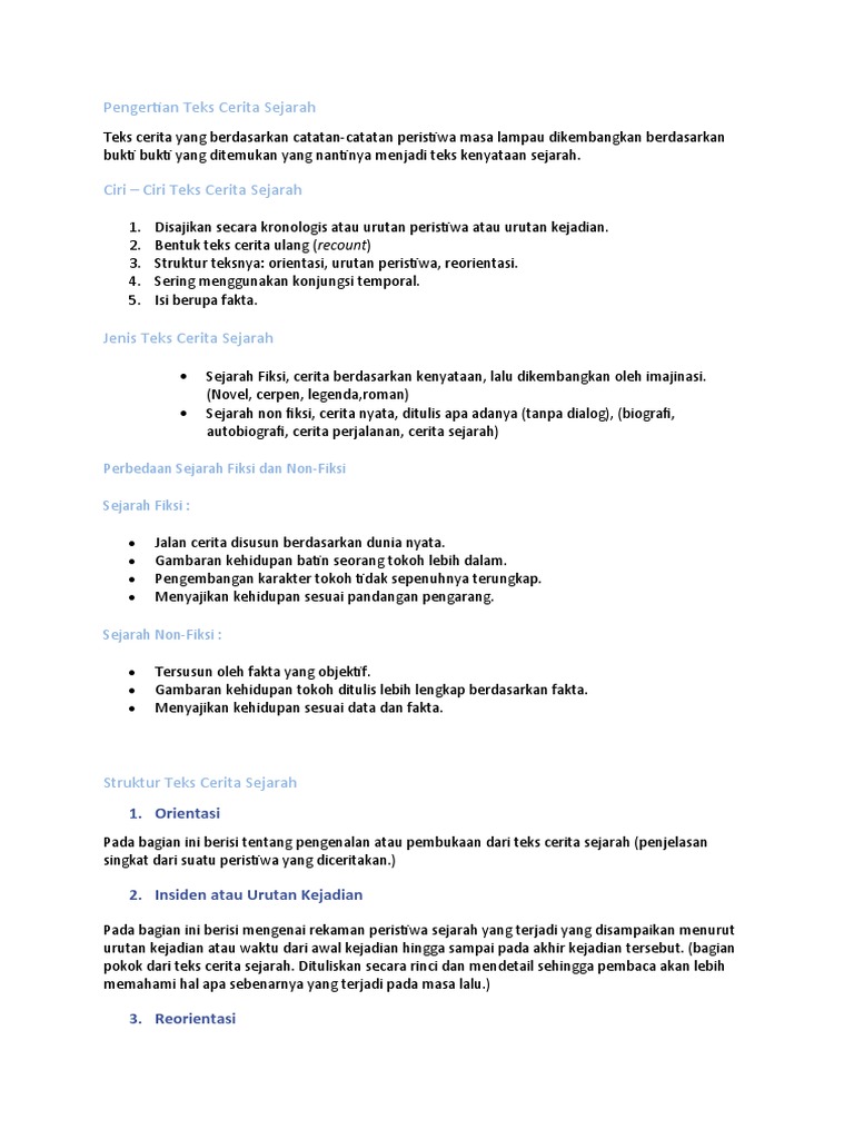 Resume BIN Teks Cerita Sejarah | PDF